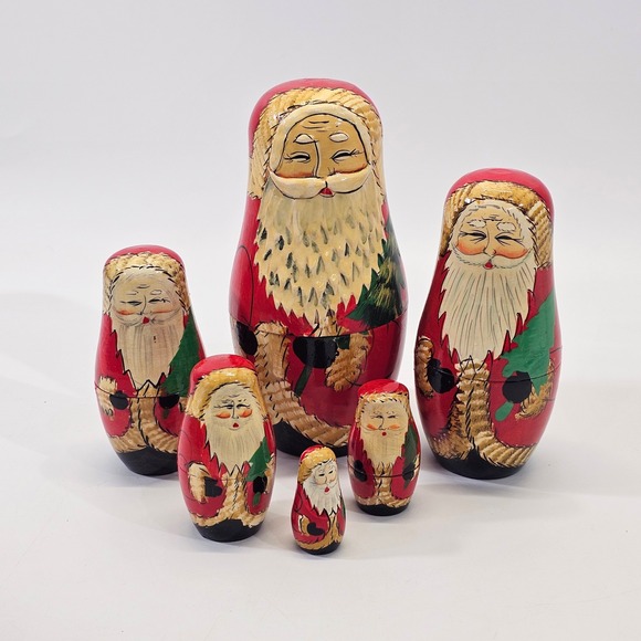 Holiday | Vtg Russian Matryoshka Nesting Dolls Santa Claus Christmas ...